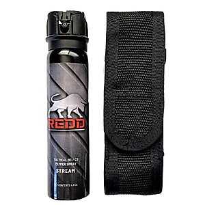 REDD Pepper Spray Tactical OC/CS Pepper Spray and Nylon Holster - Flip Top Stream (4 oz)