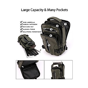 Yoanlayr Sling Backpack Crossbody Shoulder Chest Bag for Men Women Travel Hiking Daypack with USB Cable,Black