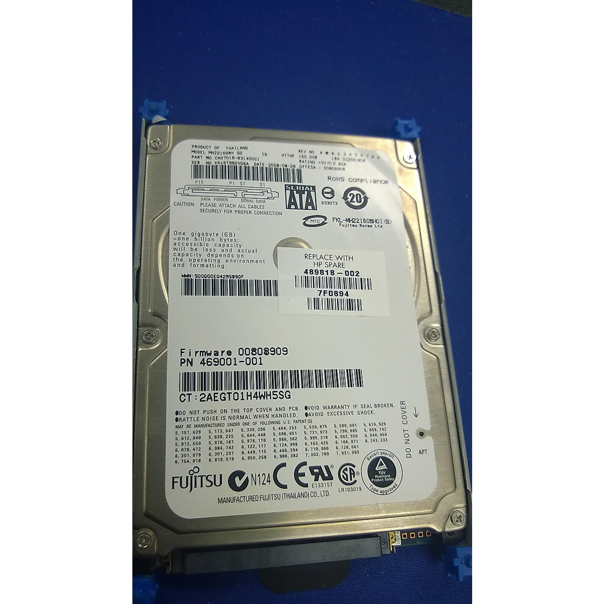 Fujitsu MHZ2160BH G2 Fujitsu SATA/3 None 9.5mm 160 2.5in. 5400rpm MHZ2160BH G2 (MHZ2160BHG2)