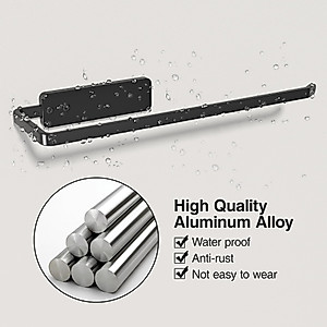 Paper Towel Holder Under Cabinet, Wall Mounted Paper Towel Holder No Drilling, Adhesive Under Cabinet Paper Towel Holder, Black Kitchen Towel Holder, 12.2 x 3.15 x 1.38 in, Aluminum, Black