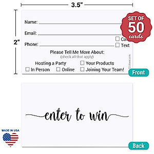 321Done Direct Sales Raffle Tickets (Set of 50) 3.5" x 2", Enter to Win Tickets Lead Sheet, Entry Form Name, Phone, Email for Network Marketing MLM Host Party, White