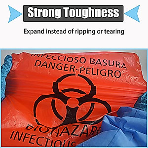 Daarcin Red Biohazard Waste Bags,20pcs 16.5x20in/42x51cm Medical Action Infectious Waste Bag With Hazard Symbol Disposable Hazardous