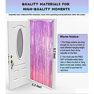 Sharonlily Gorgeous Iridescent Pink Foil Fringe Curtain-2 Pack 3.2x8.2 Feet Premium Neon Metallic Streamers Photo Booth Backdrop for Birthday Bachelorette Graduation Party Decorations (Pink-Orange)