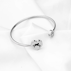 FUSTMW Dog Owner Bracelet Dachshund Boxer Golden Retriever Dog Lover Gifts Pitbull Boston Terrier Paw Print Bangle Jewelry (Golden Retriever Bracelet)