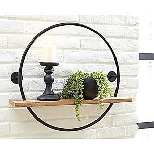 Wall Shelf 27" W X 6" D 24" H Black Casual Metal Wood Antique Includes Hardware