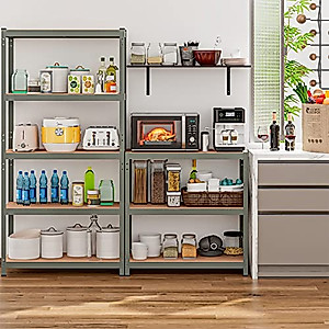 ERGOMASTER 5 Tiers Steel Shelves 72 Inches Height for Storage Heavy Duty Garage Organization Utility Shelf Rack for Books, Kitchenware, Tools Bolt-Free Assembly (Set of 1,Grey)