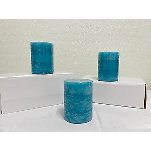 FLAVCHARM 3 Pack Green Candles (Slightly Deformed) - Ocean Breeze Scented Pillar Candles 3 x 4 Inch