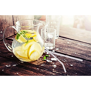 Emica 10"x10mm Long Reusable Glass Straws, Clear Drinking Straws for Smoothie, Milkshakes, Tea, Juice-12 Pack Including 6 Straight and 6 Bent with 2 Cleaning Brush, Perfect for Hot or Cold Drinks