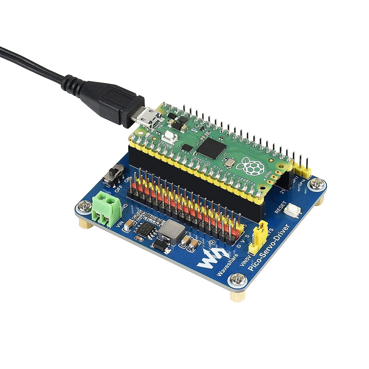 TOP1 Waveshare Raspberry Pi Pico Servo Drive Expansion Board Support 16 Channels 16-bit Resolution Standard Servo Interface 5V Voltage Regulator Chip
