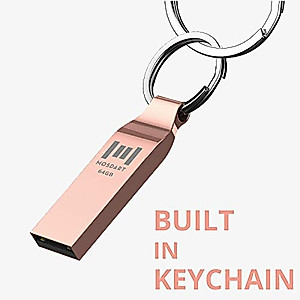 MOSDART 64GB Metal USB 2.0 Flash Drive 2 Pack exFAT Thumb Drive with Keychain 64 GB Waterproof Jump Drive 64G Memory Stick for Data Storage and Backup, Rose Gold