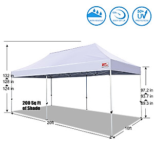 MASTERCANOPY Pop Up Canopy Tent Commercial Grade 10x20 Instant Shelter (White)