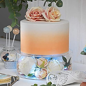 2 Pcs Clear Acrylic Cake Stand Fillable Cake Stand Cake Riser Cake Tier Cake Display Round Cake Stand Wedding Cake Stand Cylinder Stand for Party Birthday(10 inch,6 inch,with Lights)