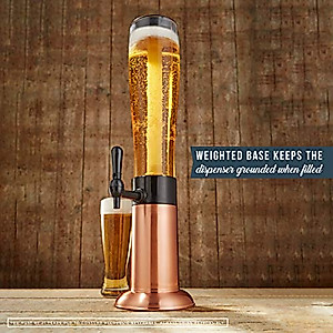 Hammer + Axe Beer Tower Drink Dispenser with Pro-Pour Tap and Freeze Tube to Keep Beverages Ice Cold, Perfect for Parties and Gameday, Home Bar Accessories, 2.75 Qt./2.6 L, Copper Finish, Holiday Gift