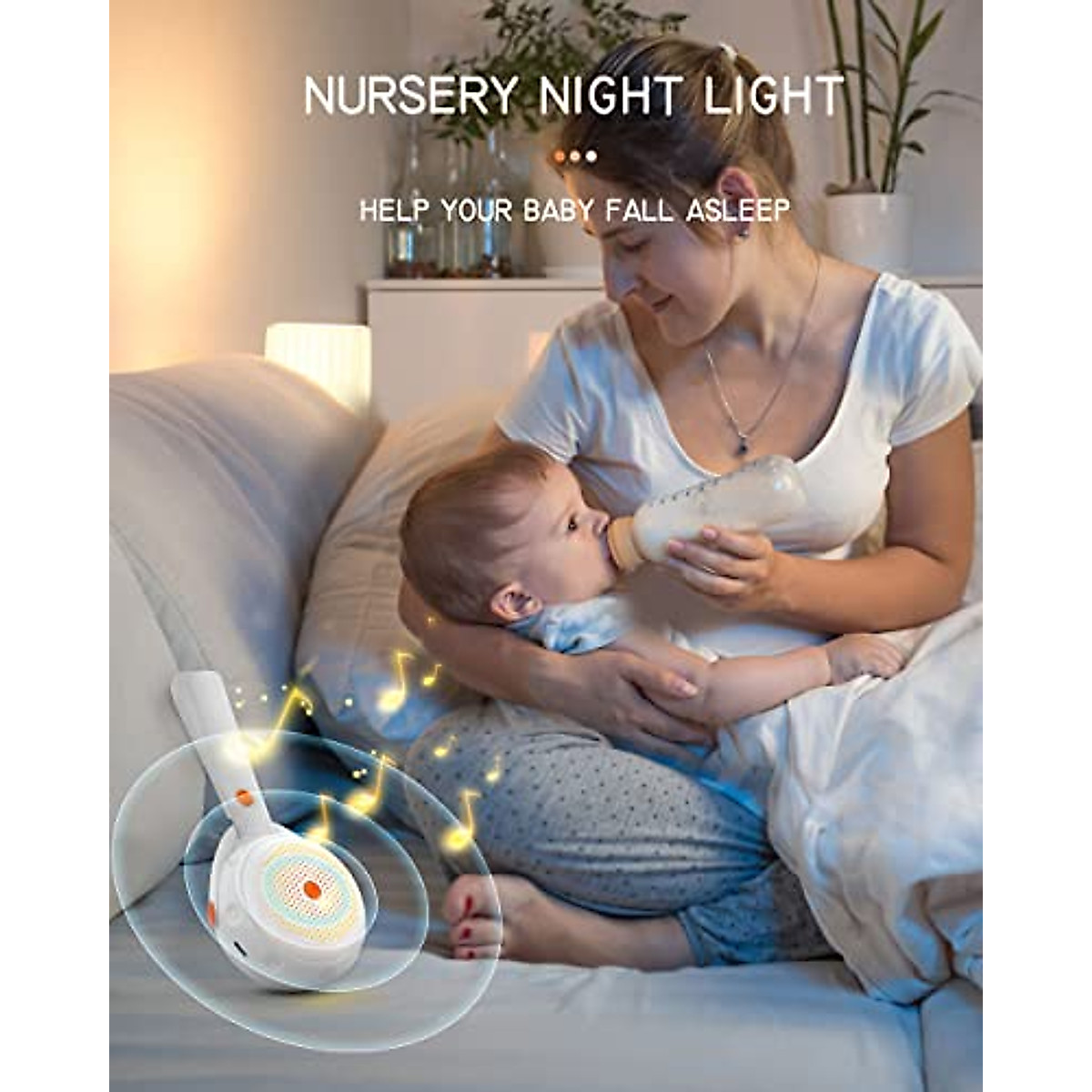 Portable White Noise Machine Baby, elesories Sound Machine Baby with Nursery Night Light,12 Soothing Sounds and USB Rechargeable Travel Baby, Child Lock, Baby Sound Machine for Adults Baby Sleeping
