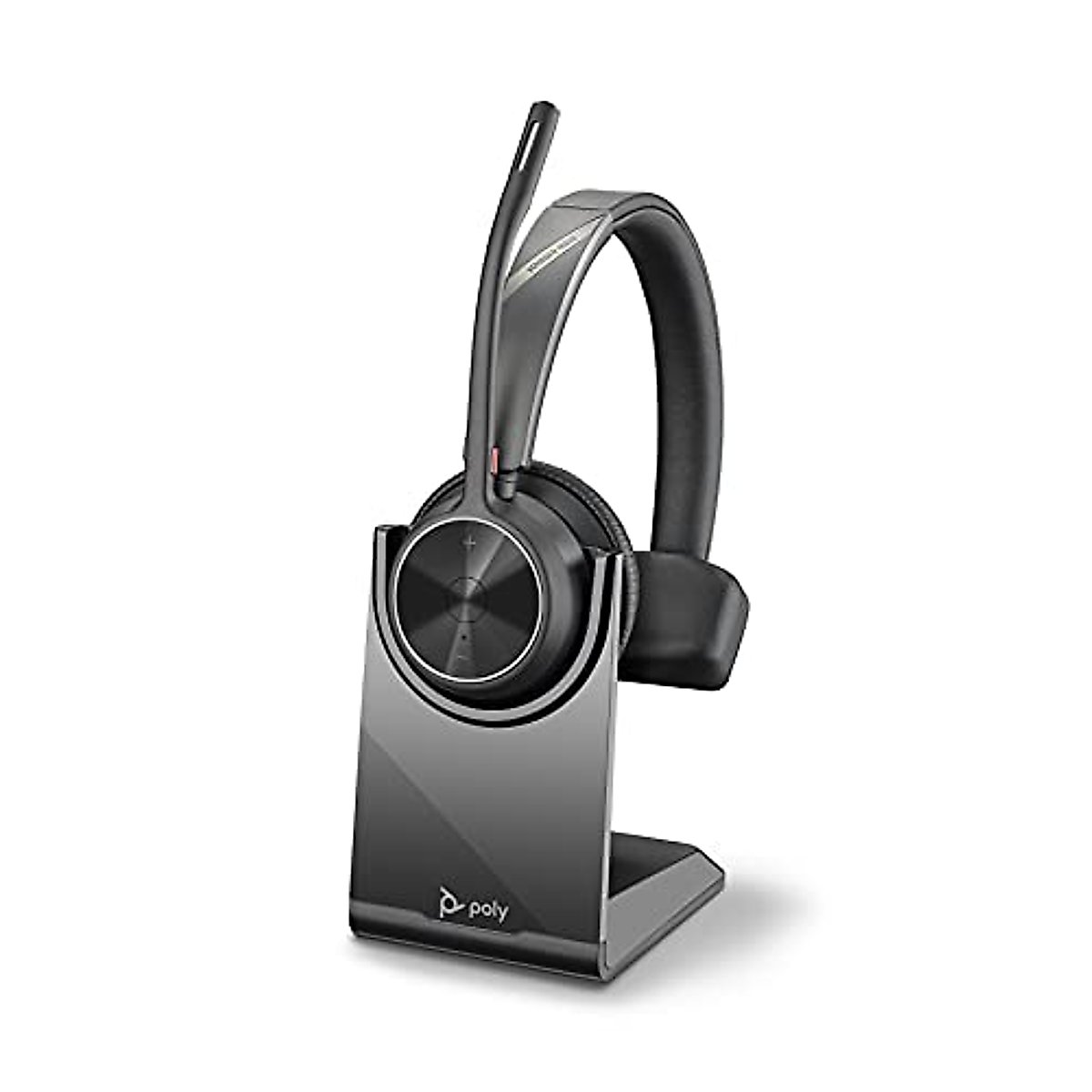 Poly - Voyager 4310 UC Wireless Headset + Charge Stand (Plantronics) - Single-Ear Headset w/Mic - Connect to PC/Mac via USB-C Bluetooth Adapter, Cell Phone via Bluetooth -Works with Teams, Zoom &More