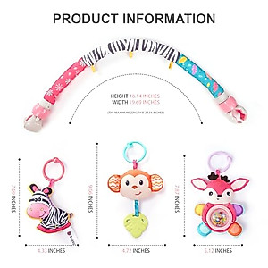 Koty Baby Stroller Arch Toy - Car Seat Toys for babies 0-6 months,Activity Arch toy with Play Accessories, Sensory Travel Crib Bouncer Bassinet Toys for Toddler Boy Girl 0 3 6 9 12 24 Months