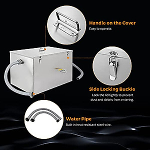 BEAMNOVA Commercial Grease Trap 40lbs Stainless Steel Interceptor, Side Inlet for Restaurant Food Truck Home Kitchen Tools