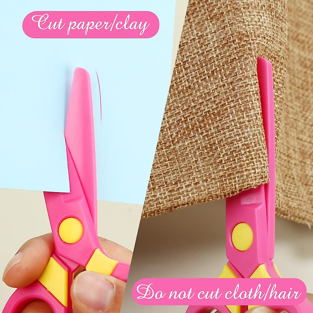 LOVESTOWN 5 PCS Pre-School Training Scissors, Plastic Safety Scissors Child-Safe Scissors Toddler Scissors Age 3 for Toddler Arts and Crafts