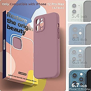 SURPHY Silicone Case for iPhone 12 Pro Max Case 6.7 inch, Individual Protection for Each Lens, Liquid Silicone Phone Case with Microfiber Lining (Lilac Purple)
