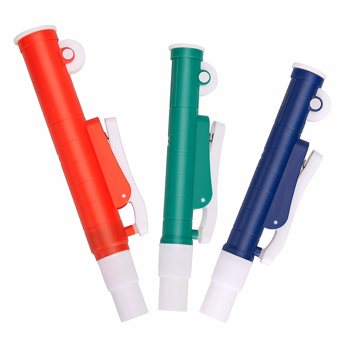Etallwit Pipette Pumps, Set of 3 lab Handheld Pumps: 2ml Blue, 10ml Green, 25ml Red, Fit Glass or Plastic Pipettes 3pcs