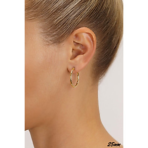 14k Yellow Gold Hand Engraved Full Diamond-cut Round Hoop Earrings (25mm (1 inch))…