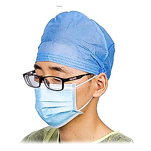 100PCS Disposable Working Hair Cap with Elastic SMS Easy Breathe Cool and Strong Head Cover Blue