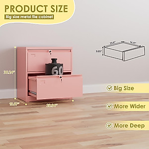 GangMei 2 Drawer Lateral File Cabinet, Lockable File Cabinet with Drawers,Ins-Design 35.43 inches Wide Files Cabinet with Hanging Bars,Assembly Required (White, 2 Drawer)…