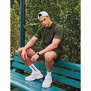 COOFANDY Mens 2 Piece Short Sleeve Hooded Athletic Tracksuit Casual Sports Sweatsuit Workout Gym Hoodie and Shorts Set