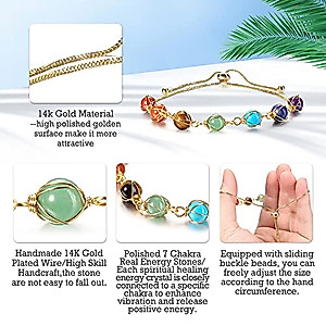 PESOENTH 2pc 7 Chakra Bracelets Women Reiki Healing Crystal Stone Spiriutal Natural Gemstone Anxiety Beads Bracelets Set for Mom Christmas Birthday Jewelry Gifts