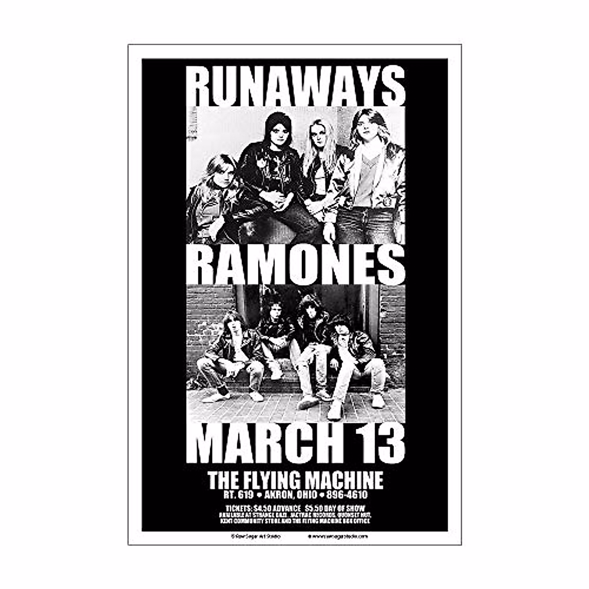 Raw Sugar Art Studio Runaways / Ramones 1978 Akron Concert Poster