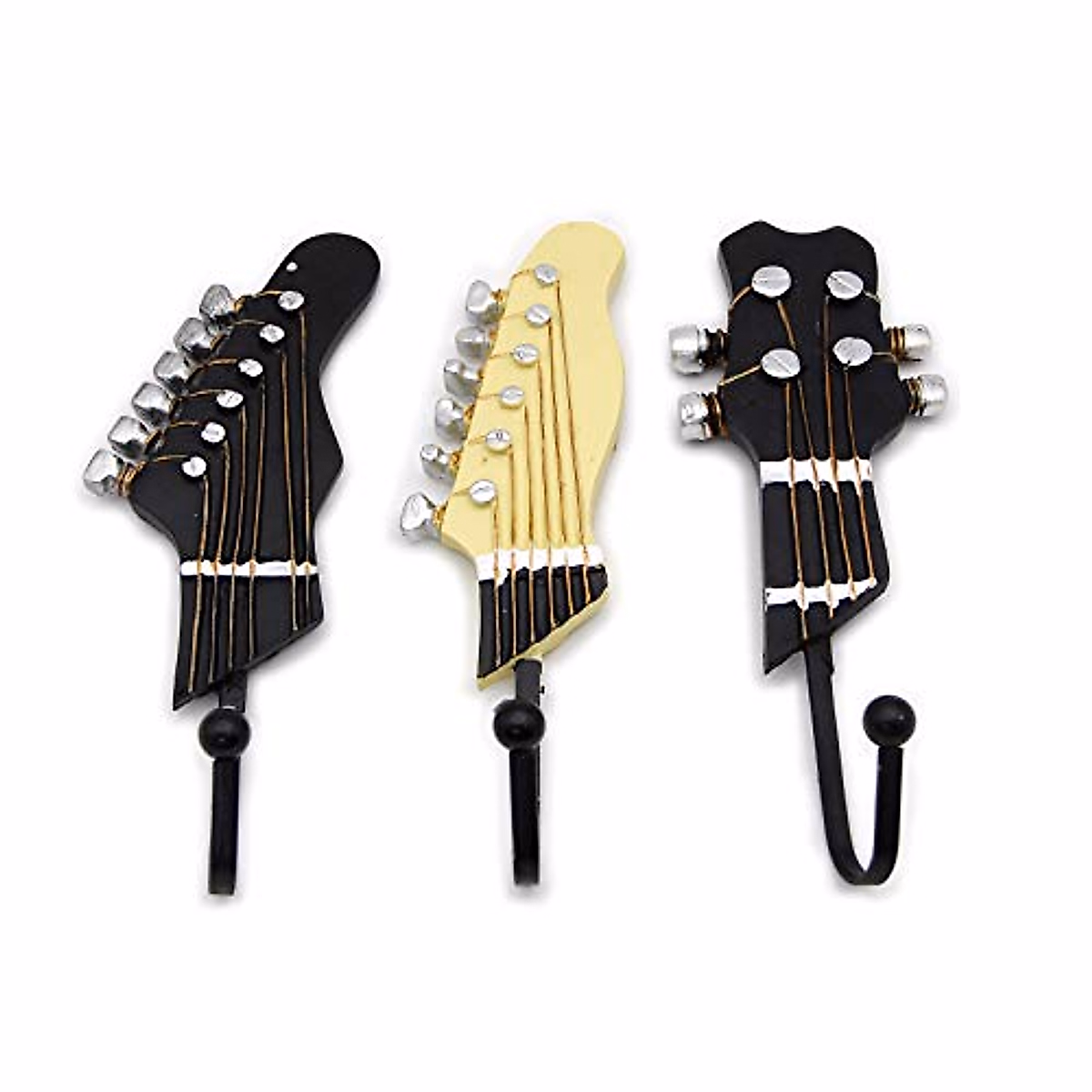 Goldblue Guitar Shaped Decorative Hooks Rack Hangers for Hanging Clothes Coats Towels Keys Hats Metal Resin Hooks Wall Mounted Heavy Duty