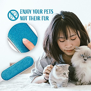Lint Brush and Pet Hair Remover for Laundry, Clothes, Couches, Car Seats, Furniture and Fabric. Reusable Dog and Cat Fur Wizard Hair Removal Brush. ALLISTAR (Sky Blue)
