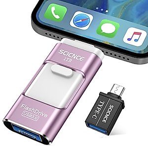 SCICNCE 1TB Photo Stick for iPhone Flash Drive, USB Memory Stick Thumb Drive External Storage Compatible with iPhone iPad Android Computer (Purple), USB-1TB-PURPLE