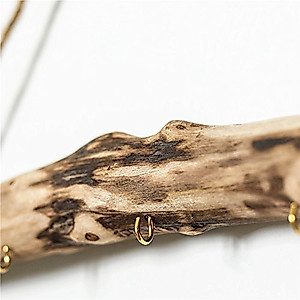 BYHER 15-Inch Natural Driftwood Branches Wall Hanging Jewelry Organizers with 5-Hook