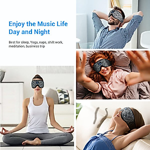 Bluetooth Sleep Eye Mask 3D Sleep Headphone with Headphones with Speakers and Microphone, Wireless Music Sleeping Eye Mask Washable Earbuds for Side Sleeper, Air Travel, Office Nap, Meditation (Grey)