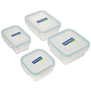 Glasslock 2 Rectangle and 2 Square Assorted Oven Safe Container Set, 4-Piece