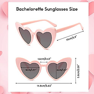 PLULON 9 Pairs Heart Shaped Sunglasses with 9 Pieces Satin Hair Scrunchies Bachelorette Party Heart Sunglasses Bulk Bride Bridesmaid Glasses for Wedding Party