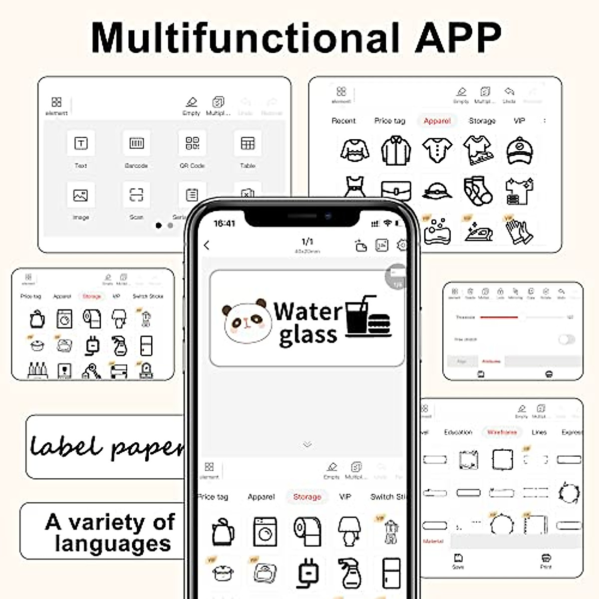 NIIMBOT D11 Label Maker Machine with Tape, Wireless Bluetooth Connection Portable Printer Mini Label Makers with Multiple Templates Easy to Use Office Home Organization USB Rechargeable (White-1)
