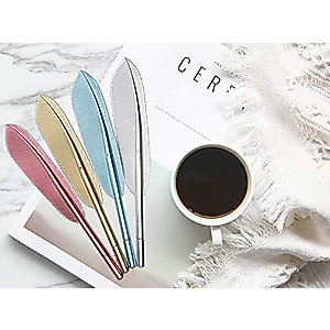 PENTA ANGEL Feather Pens 4Pcs Creative Rollerball Pens Artificial Wing Feather Ballpoint Gel Ink Pens Gift Set for Office School Teachers Students Stationary Supplies, Black Ink