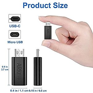 ARKTEK USB-C Adapter - USB Type C (Female) to Micro USB (Male) Sync and Charging Adapter for Digital Camera Power Bank Galaxy S7 S7 Edge and More (Pack of 2)