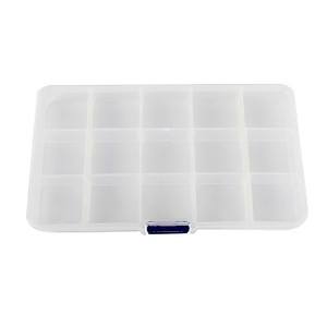 Jigitz Plastic Jewelry Organizer Box, 8pk - 15 Compartment Plastic Organizer Box with Dividers Grid Container for Beads