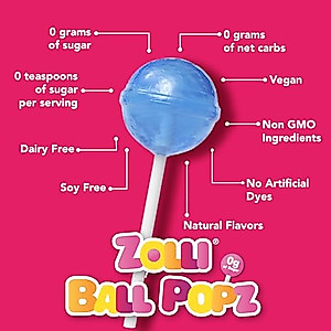 Zolli Ball Popz Lollipops - Clean Teeth, Natural Fruit Flavor - 10.4 Ounce for a Delicious and Dental-Friendly Snacking Experience