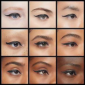 LA PURE Waterproof Liquid Eyeliner Stamp Winged Eyeliner Tool 2x Cat Eye Winged Eyeliner Stamp & Fine Tipped Pen Eyeliner Stencil Smudge Proof Black Eye Liner Tiktok Trend Items Wing Stamp Black 10mm