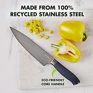 GreenPan Titanium 3-Piece Knife Set, Titanium Coated, Stainless Steel, Eco-friendly, Ergonomic Grip, Slip Resistant, Balanced, Heat Treated, Hand Sharpened, Dishwasher Safe