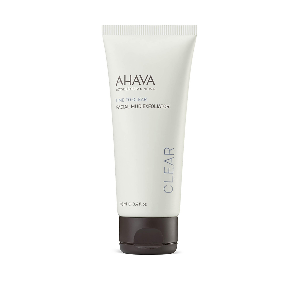 AHAVA Time To Clear Facial Mud Exfoliator - Gentle mud-based scrub to purify, exfoliate & fresh the skin, unveils radiant, boosts skincare absorption, with Osmoter, Vitamin E & Dead Sea Mud, 3.4 Fl.Oz