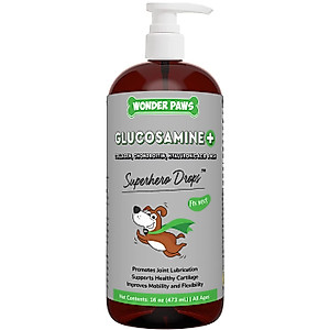 WONDER PAWS Liquid Glucosamine Drops Plus Milk Thistle Drops - for Dog Joint Health, Mobility Support, Liver, Detox & Overall Wellness – Liquid Glucosamine 16 Ounces - Milk Thistle 2 Ounces