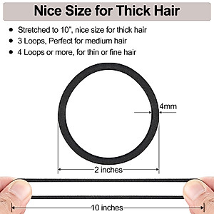 ADRIONE Black Hair Ties No damage 280 Pack, 4MM Hair Bands for Women's Hair Elastic Ponytail Holders No Damage Hair Ties Elastic Hair Ties Bulk Hair Ties for Women Pony Tails Hair Ties for Thick Hair