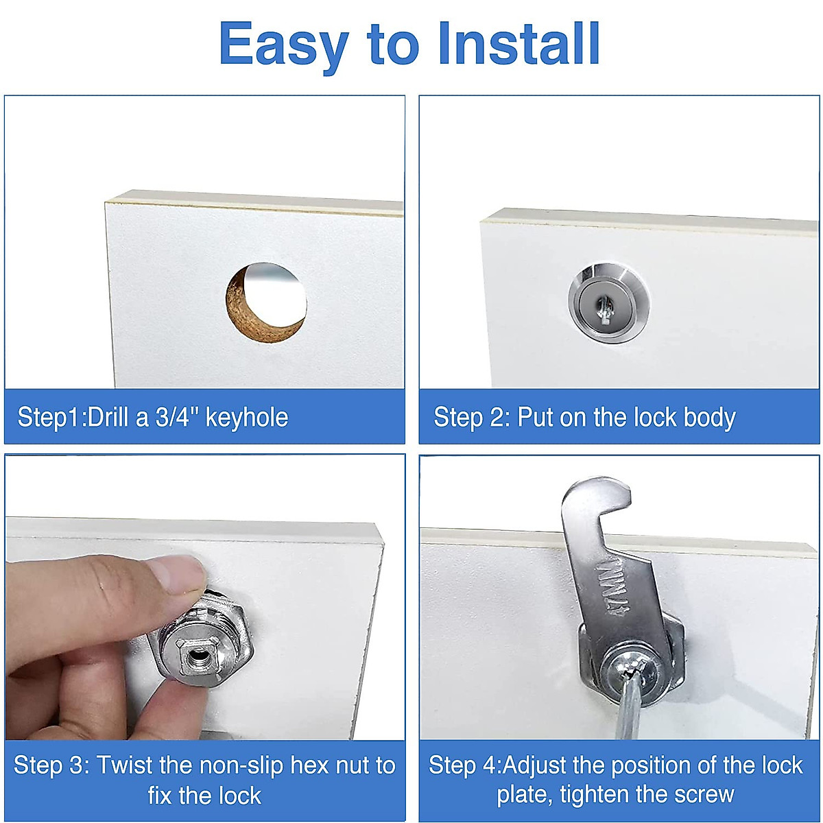Sissinda Cam Locks Cabinet Locks Keyed Alike,1-1/8Inch Cylinder Fits on 0.9Inch Max Panel Thickness,Secure Drawer RV Camper Trailer,Zinc Alloy(1-1/8Inch 12Pcs)