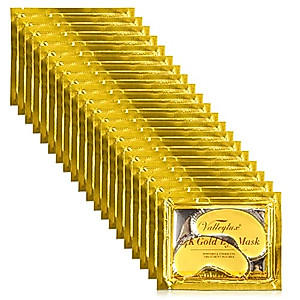 24k Gold Eye Mask,20 PC Gel Pads Collagen Eye Mask Under Eye Patches, Anti-Aging Hyaluronic Acid Eye Masks for Puffiness and Bags, Reducing Dark Circles,Wrinkles,Gold, Bulk Gifts for Women Men