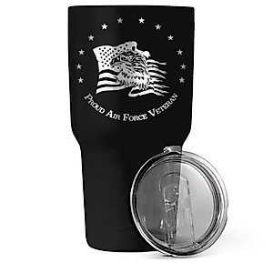 US Air Force Veteran 30oz Patriotic Tumbler - American Flag Tumbler Travel Mug - Patriotic Coffee Travel Mug - Double Insulated 30oz Tumbler - Engraved in the USA - (Air Force Veteran)